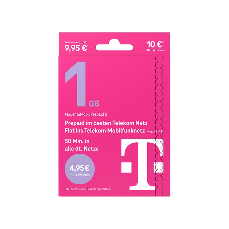 Telekom MAGENTA MOBIL Prepaid S für 200 °P + 7,95 € » portofrei ...